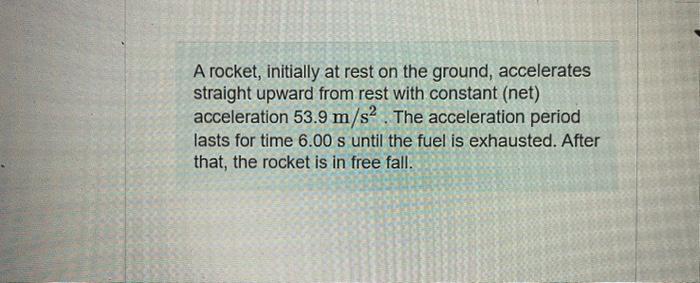 Solved A rocket, initially at rest on the ground, | Chegg.com
