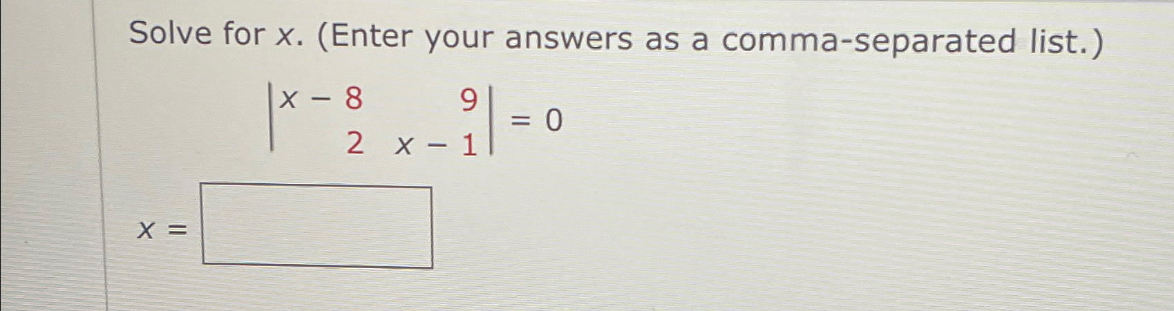 Solved Solve for x. (Enter your answers as a comma-separated | Chegg.com