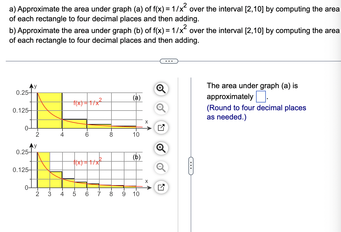 Solved a) ﻿Approximate the area under graph (a) ﻿of f(x)=1x2 | Chegg.com