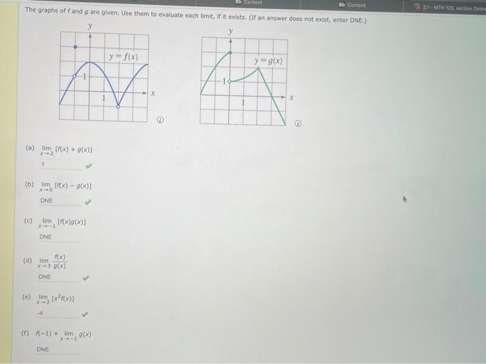 Solved Ub Content Bb Content The graphs off and g are given. | Chegg.com