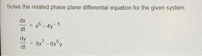 Solved Solve the related phase plane differential equation | Chegg.com
