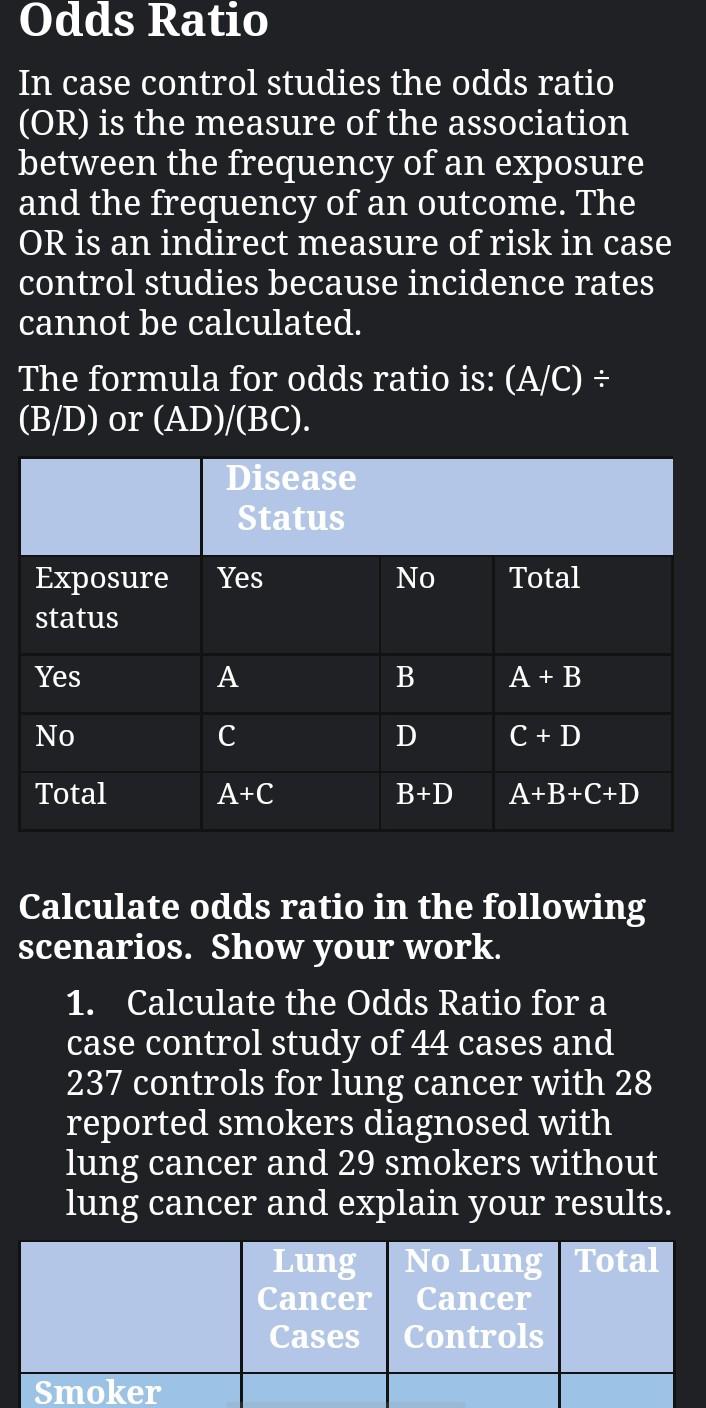 Solved Calculating uads ratio Odds ratio is a measure of | Chegg.com