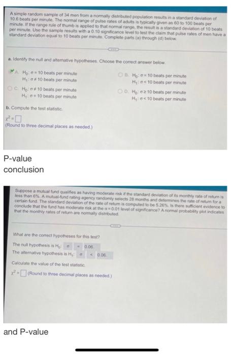 Tual and P-value and P-value conclusion P-value | Chegg.com