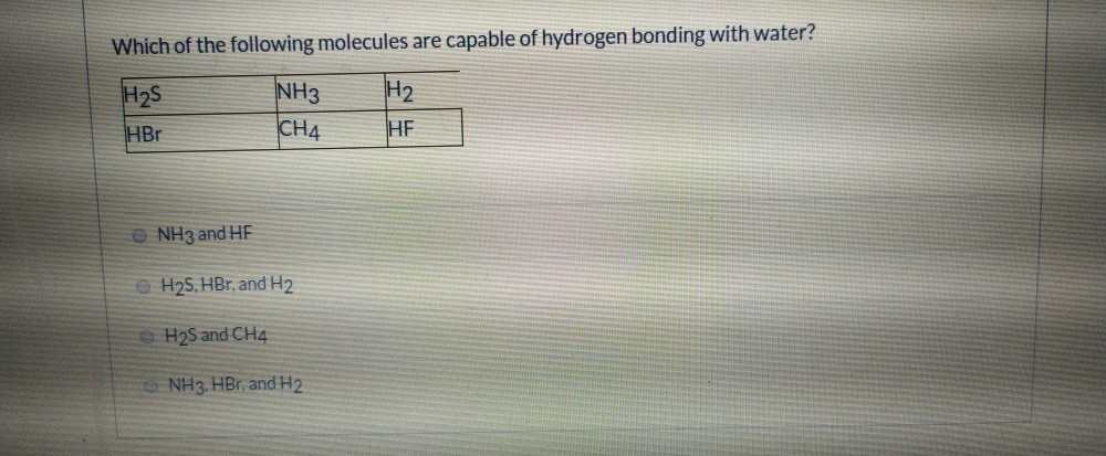 Solved Which of the following molecules are capable of | Chegg.com