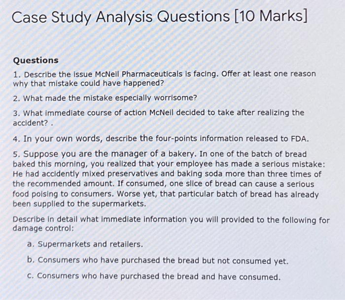 Case Study Analysis Questions (10 Marks] Questions 1. | Chegg.com
