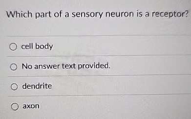 Solved Which part of a sensory neuron is a receptor?cell | Chegg.com