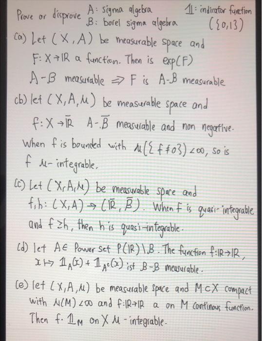 A sigma algebra 11 indicator function Prove or | Chegg.com