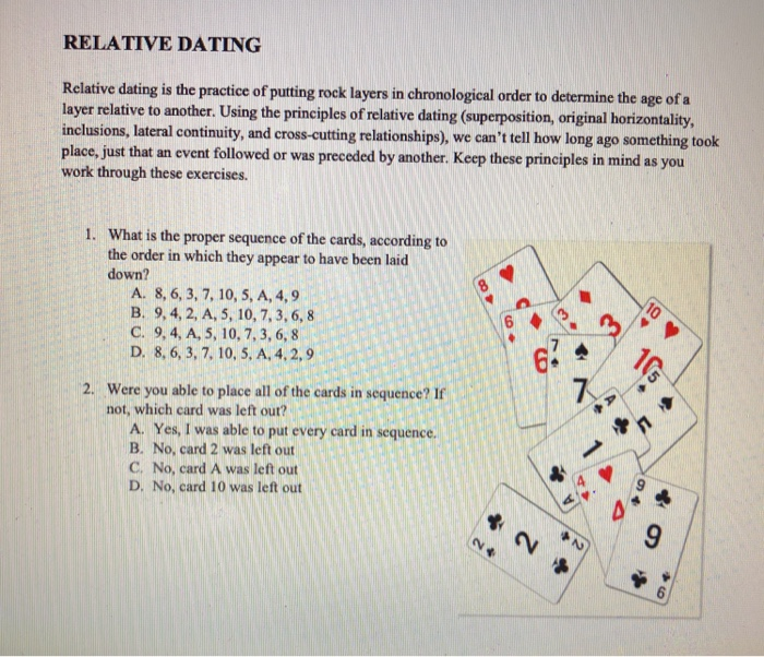 Solved RELATIVE DATING Relative dating is the practice of | Chegg.com