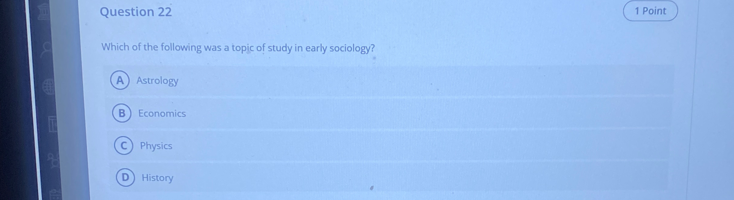 Solved Question 221 ﻿PointWhich of the following was a topic | Chegg.com