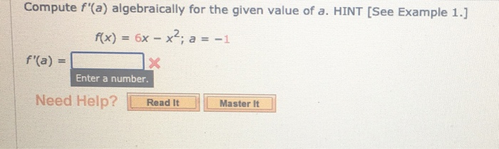 Solved Compute f'(a) algebraically for the given value of a. | Chegg.com
