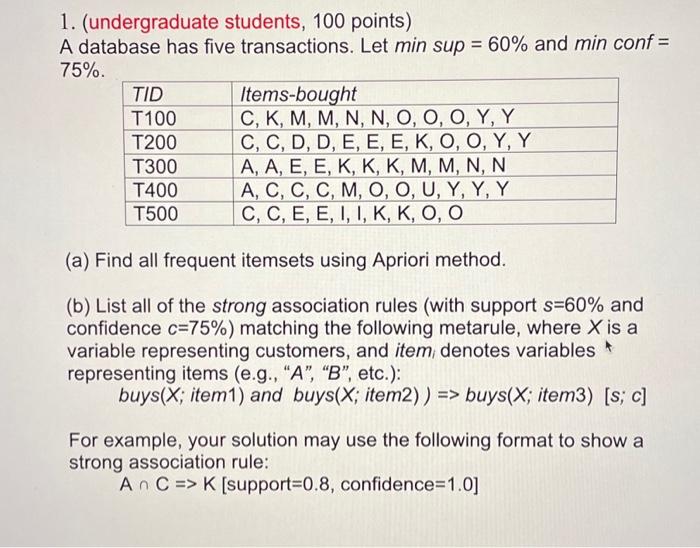 Solved 1. (undergraduate students, 100 points) A database | Chegg.com