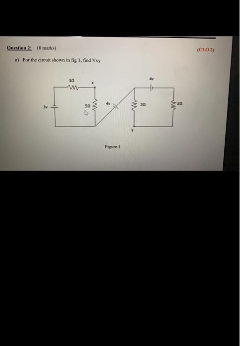 Solved (CLO2) Question 2: (8 marks) a) For the circuit shown | Chegg.com