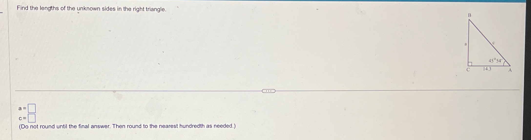 Solved Find the lengths of the unknown sides in the right | Chegg.com