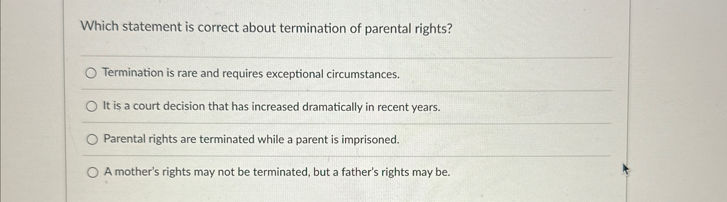 Solved Which statement is correct about termination of | Chegg.com