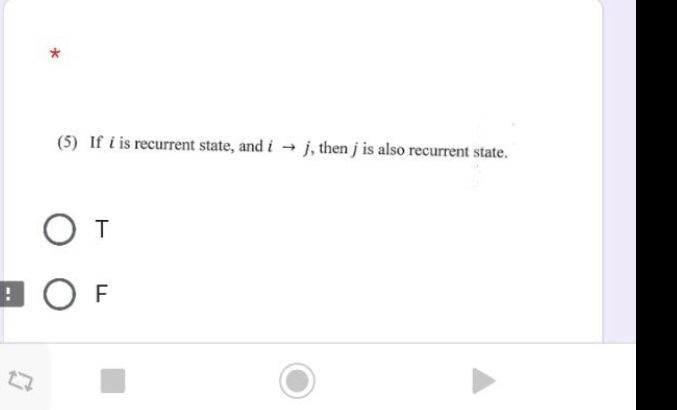 Solved (5) If i is recurrent state, and i→j, then j is also | Chegg.com