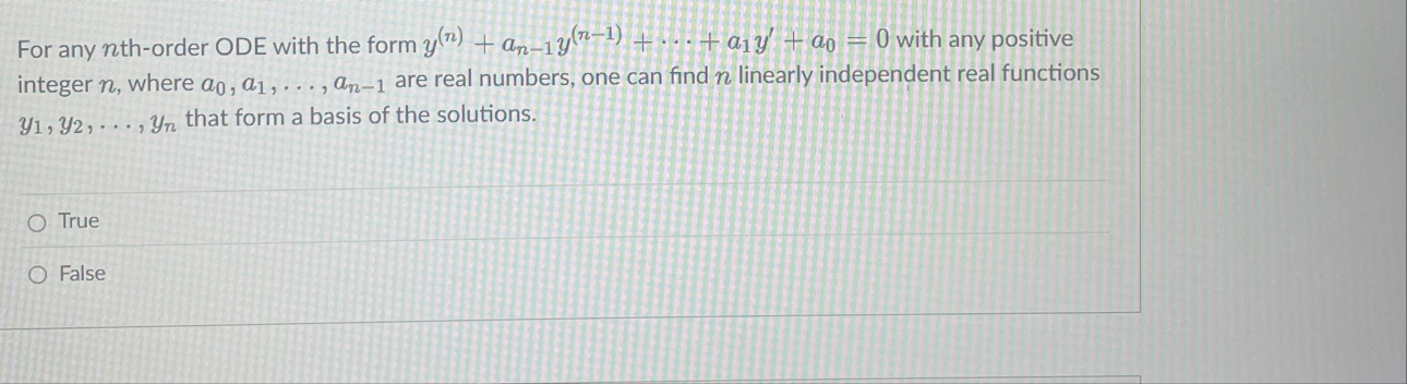 Solved For any n ﻿th-order ODE with the form y(n) an-1y(n-1) | Chegg.com