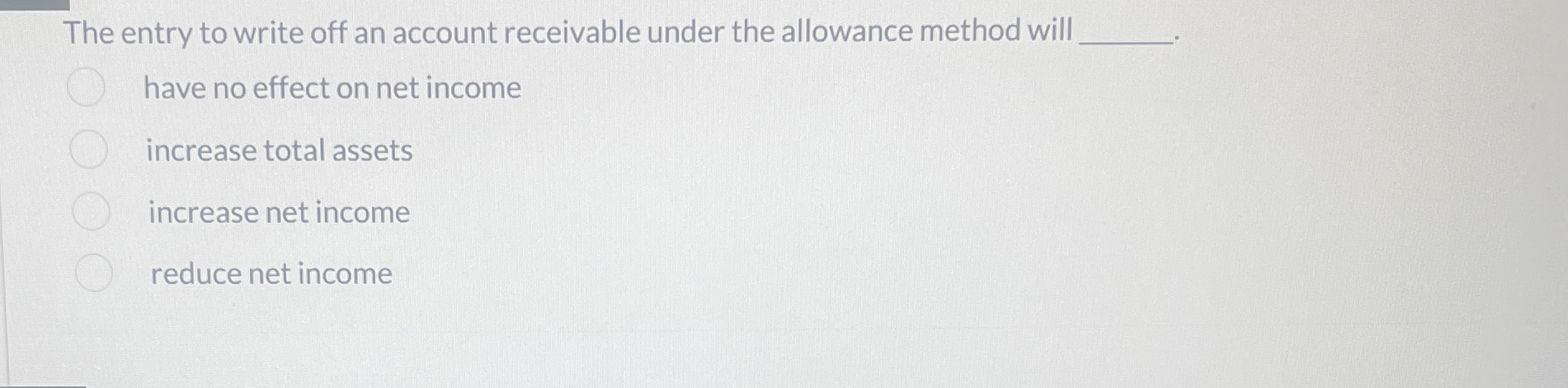 Solved The entry to write off an account receivable under | Chegg.com