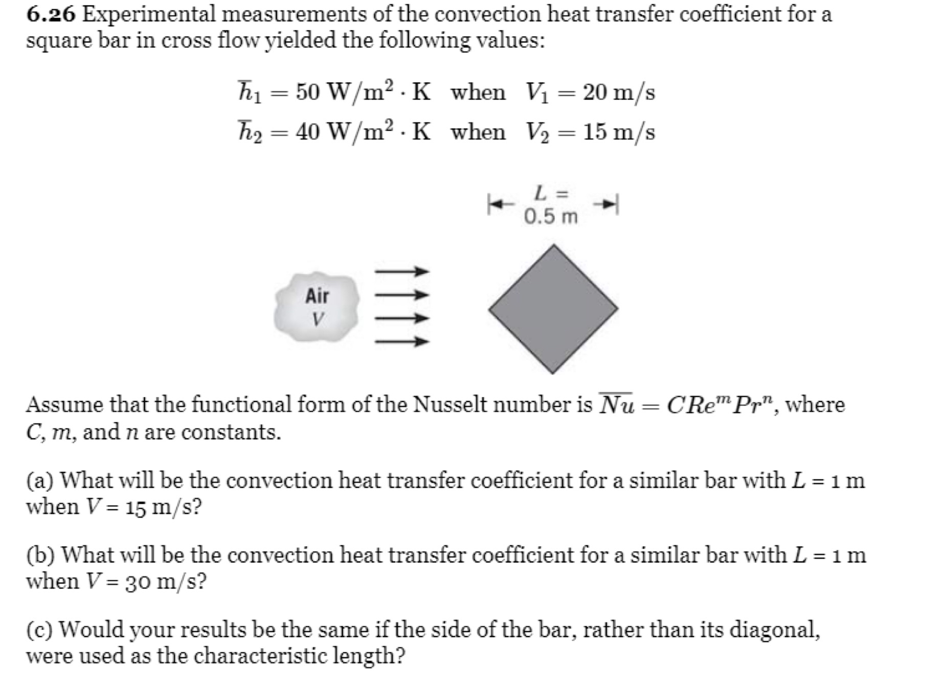 Solved 6.26 ﻿Experimental measurements of the convection | Chegg.com