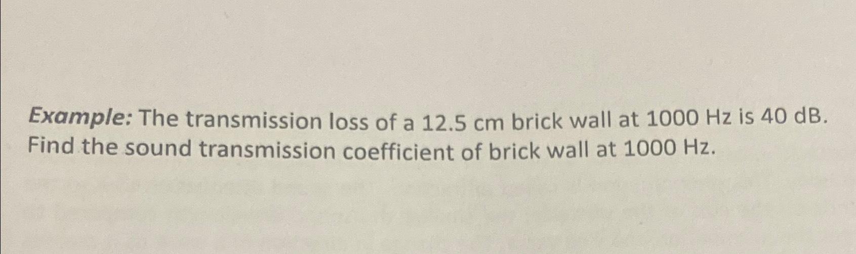 Solved Example: The transmission loss of a 12.5cm ﻿brick | Chegg.com