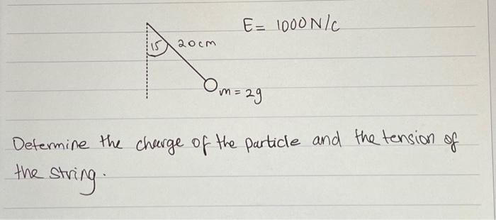 Solved determine the charge of the particle and the tension | Chegg.com