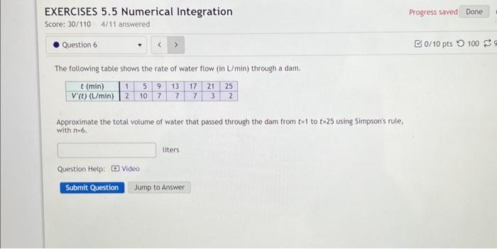 Solved EXERCISES 5.5 Numerical Integration Score: 30/110 | Chegg.com
