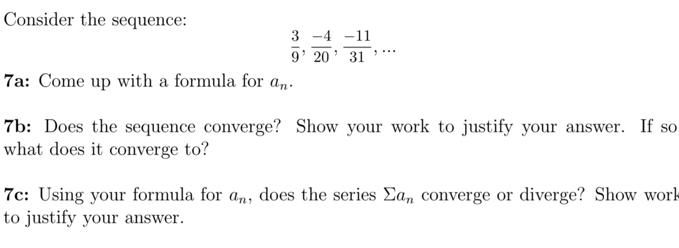 Solved Consider the sequence:39,-420,-1131,dots7a: Come up | Chegg.com