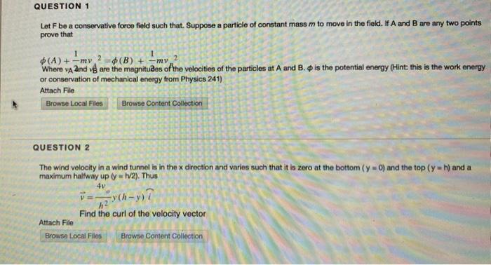Solved QUESTION 1 Lot F be a conservative force field such | Chegg.com