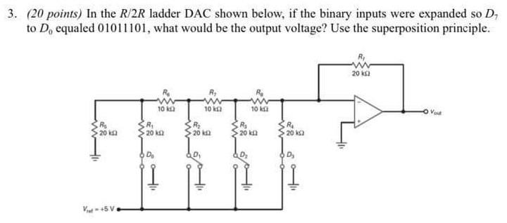 Solved 3. (20 points) In the R/2R ladder DAC shown below, if | Chegg.com