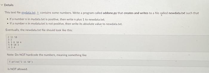 Solved This text file mydatatxt t contains some numbers. | Chegg.com