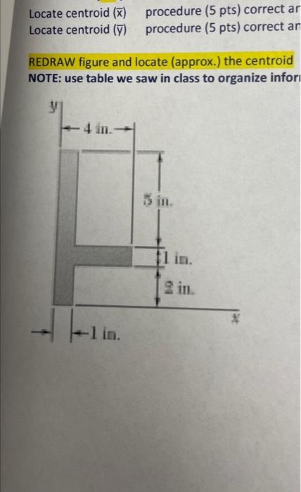 Solved Locate centroid (x) Locate centroid (y) REDRAW figure | Chegg.com