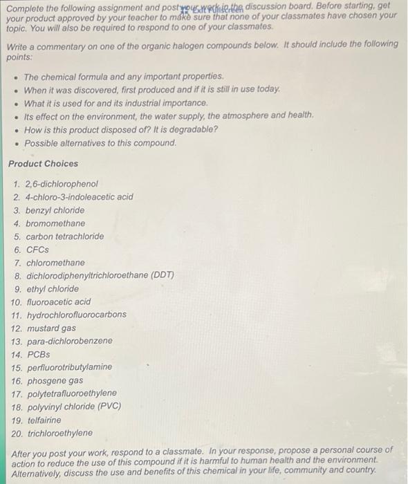 Solved Complete the following assignment and post | Chegg.com