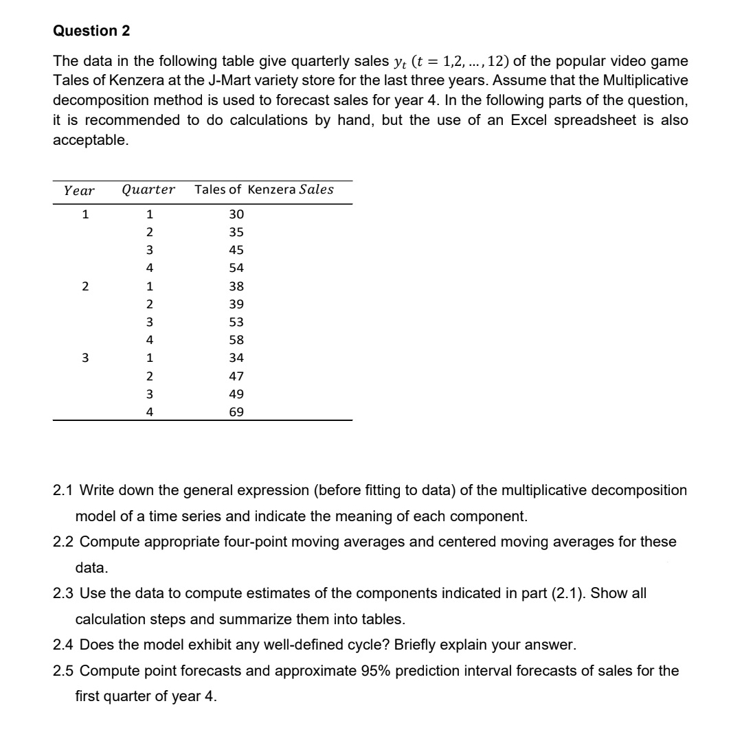 Question 2The data in the following table give | Chegg.com