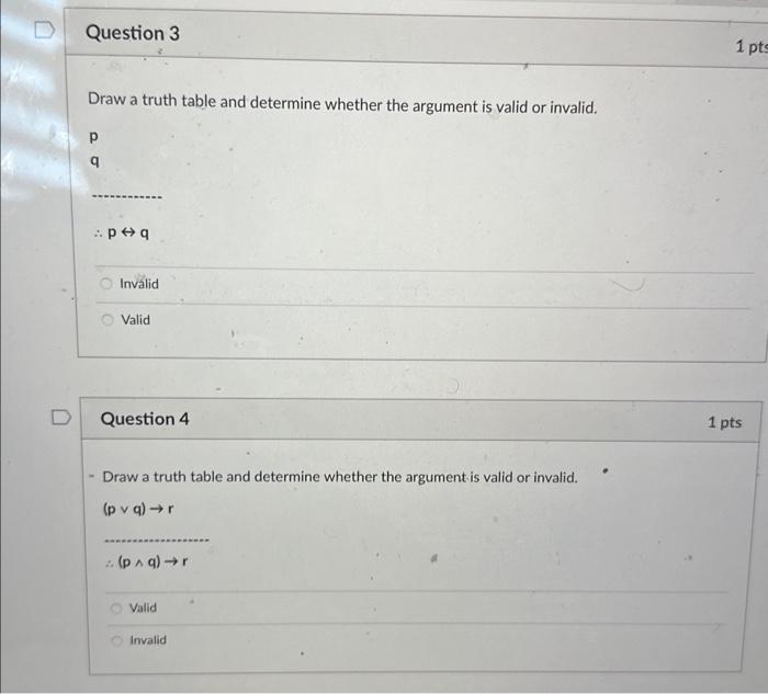 Solved Draw a truth table and determine whether the argument | Chegg.com