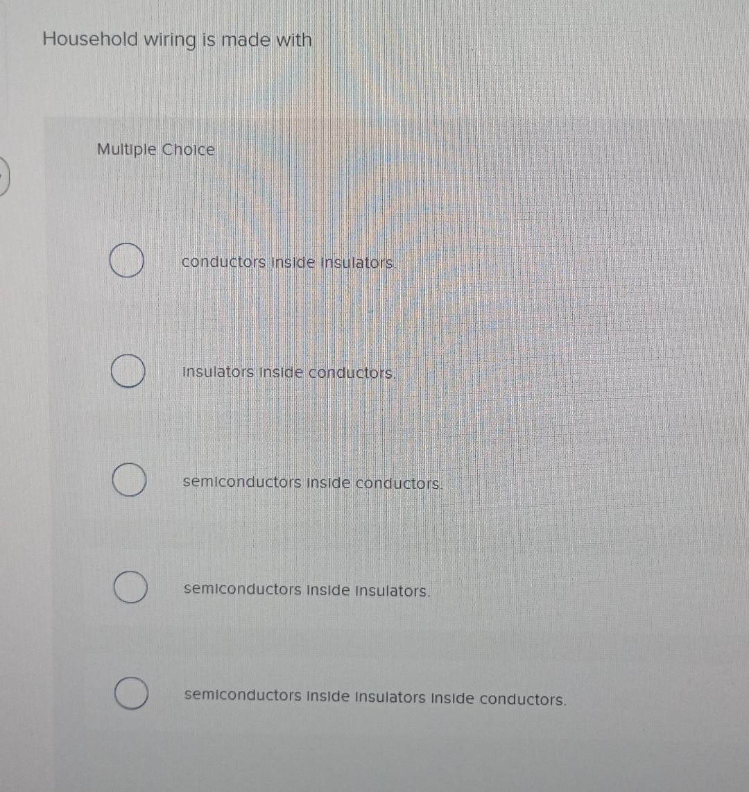 Solved Household wiring is made withMultiple Choice | Chegg.com
