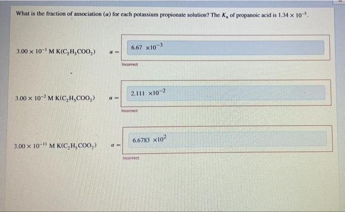 Solved What is the fraction of association (a) for each | Chegg.com