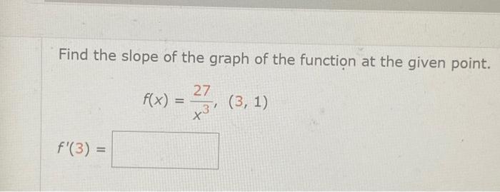 Solved Find the slope of the graph of the function at the | Chegg.com