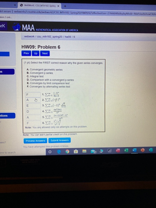 Solved * WeWork: CSU MTH182 Spring x + | Chegg.com Solved * WeWork: CSU MTH182 Spring x + | Chegg.com