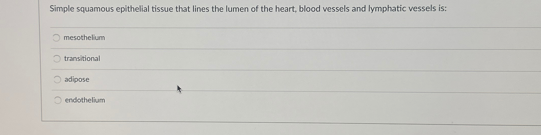 Solved Simple squamous epithelial tissue that lines the | Chegg.com