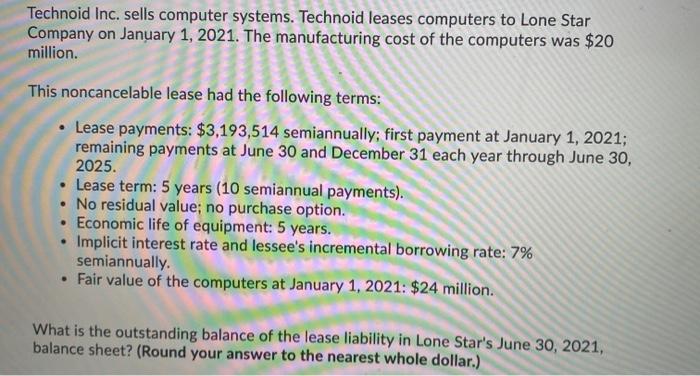 Solved Technoid Inc. sells computer systems. Technoid leases | Chegg.com