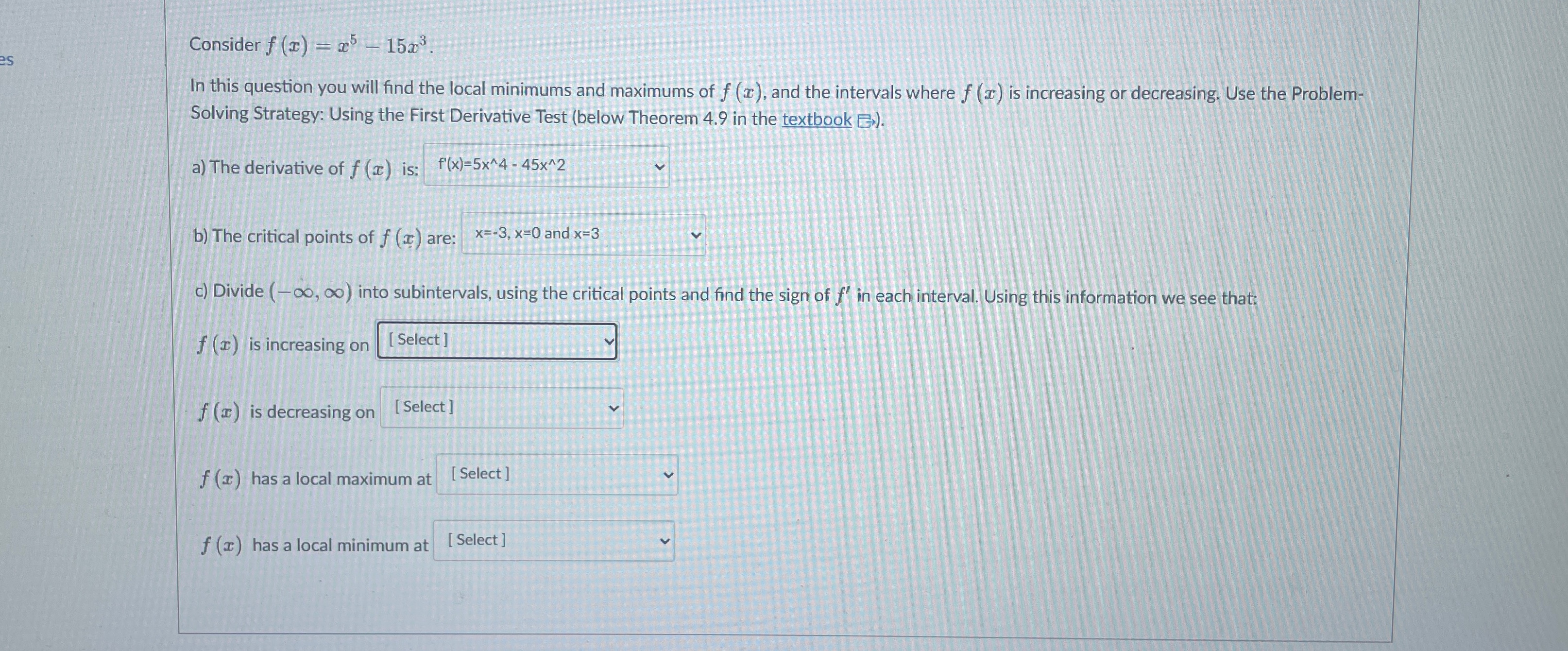 Solved Consider f(x)=x5-15x3.In this question you will find | Chegg.com