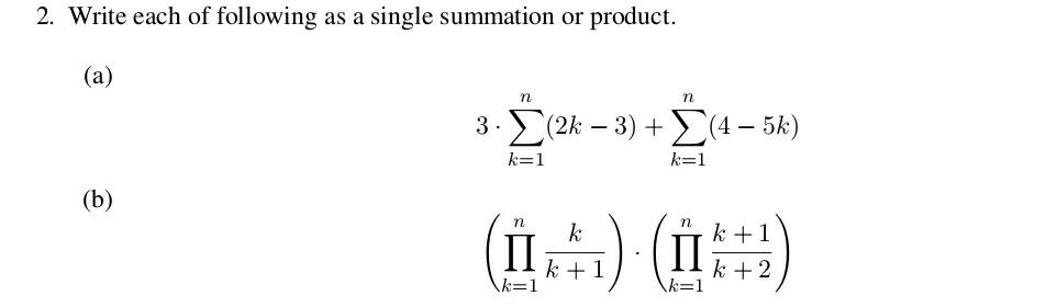 Solved 2. Write each of following as a single summation or | Chegg.com