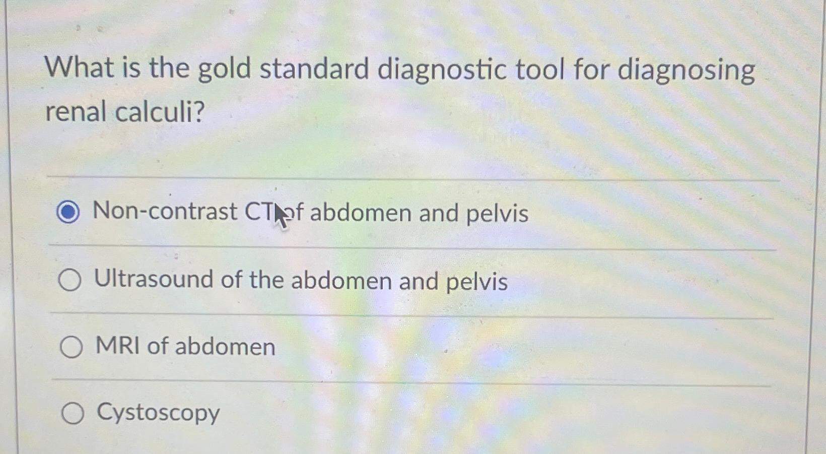Solved What is the gold standard diagnostic tool for | Chegg.com