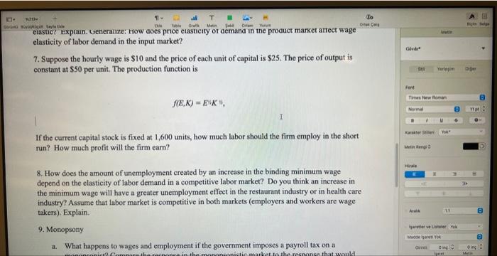 Solved 7. Suppose the hourly wage is $10 and the price of | Chegg.com