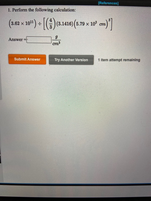 Solved [References) 1. Perform the following calculation: | Chegg.com