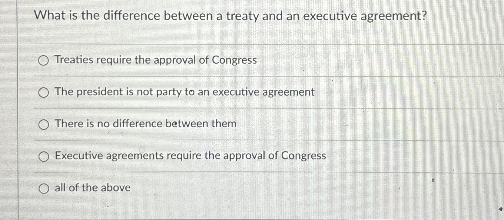 Solved What is the difference between a treaty and an | Chegg.com
