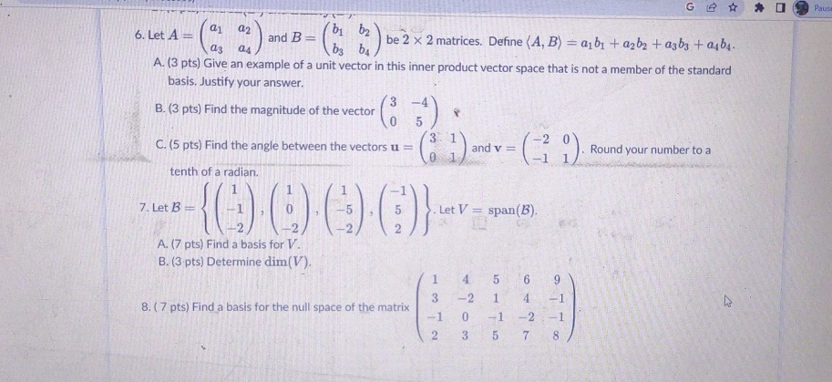 Solved Let A=([a1,a2],[a3,a4]) ﻿and B=([b1,b2],[b3,b4]) ﻿be | Chegg.com