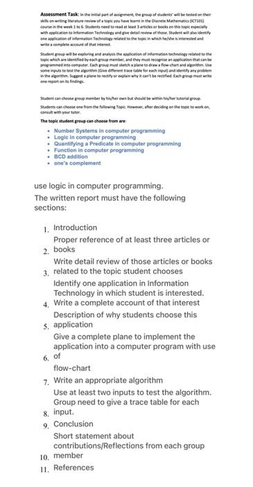 Solved Assessment Task: In the initial part of assignment, | Chegg.com