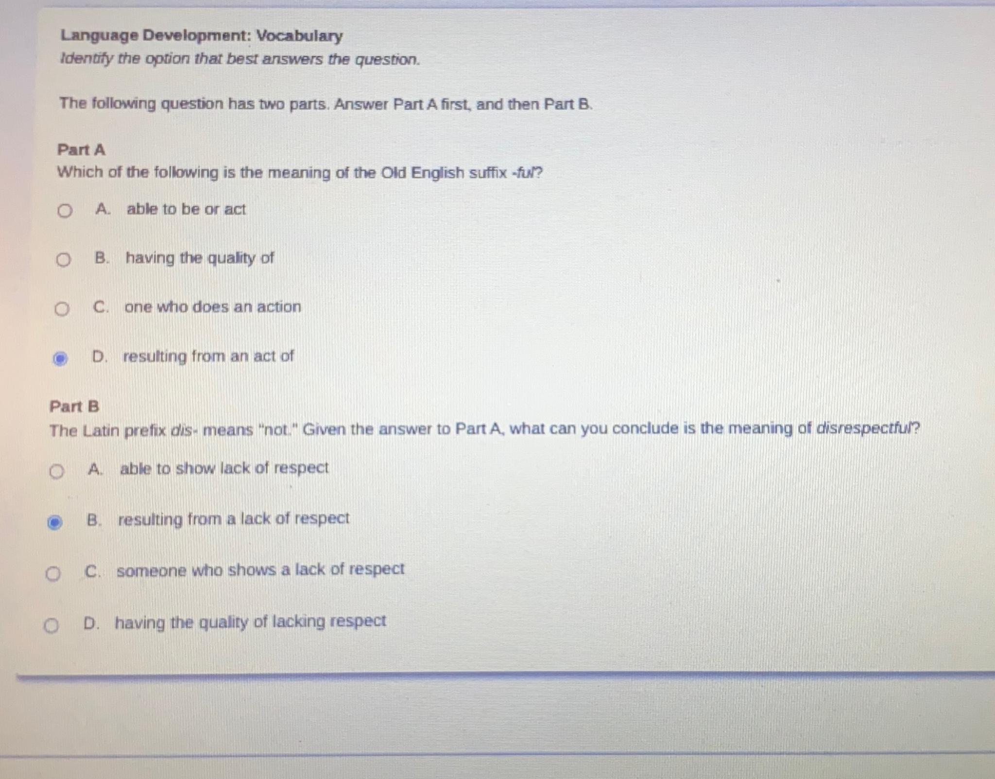 Solved Language Development: VocabularyIdentify the option | Chegg.com