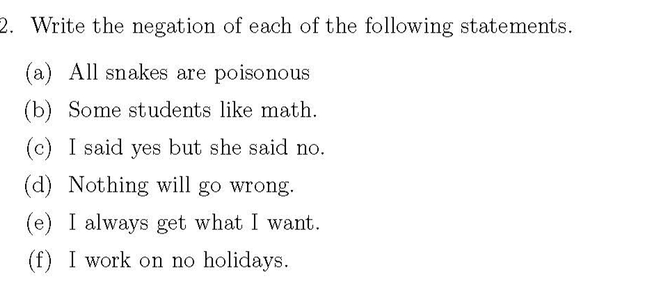 Solved Write the negation of each of the following | Chegg.com