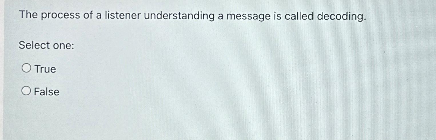 Solved The process of a listener understanding a message is | Chegg.com